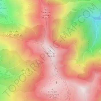 Hautacam topographic map, elevation, terrain
