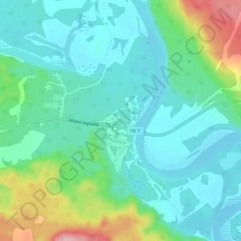Upper Liard Village topographic map, elevation, terrain