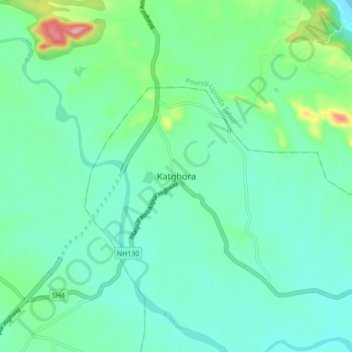Katghora topographic map, elevation, terrain