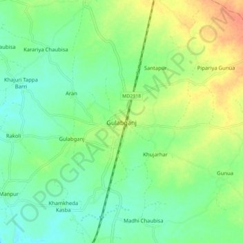 Gulabganj topographic map, elevation, terrain