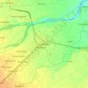 Cabatuan topographic map, elevation, terrain