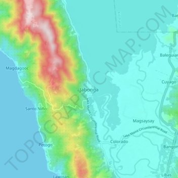 Jabonga topographic map, elevation, terrain