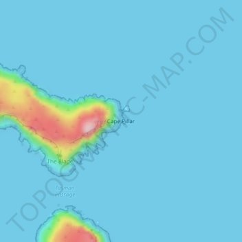 Cape Pillar topographic map, elevation, terrain