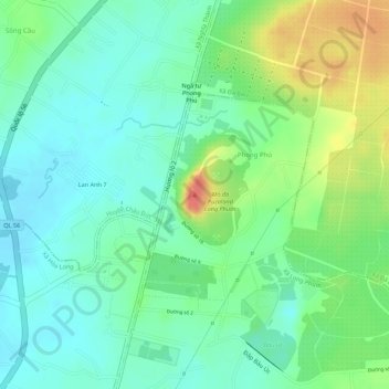 Nui Dat topographic map, elevation, terrain