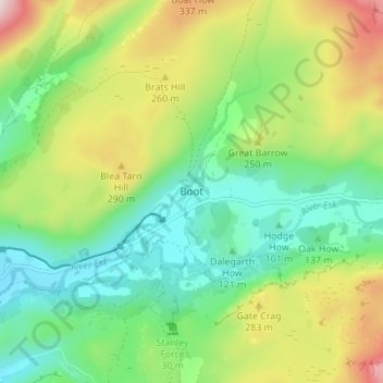 Boot topographic map, elevation, terrain