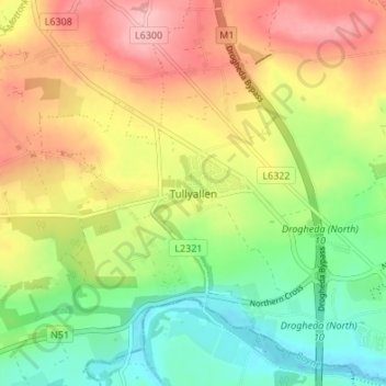 Tullyallen topographic map, elevation, terrain