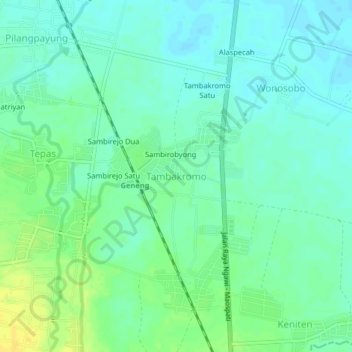 Tambakromo topographic map, elevation, terrain