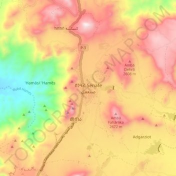 Senafe topographic map, elevation, terrain