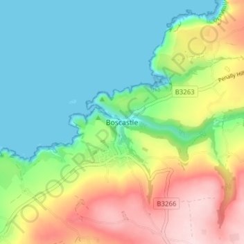 Boscastle topographic map, elevation, terrain