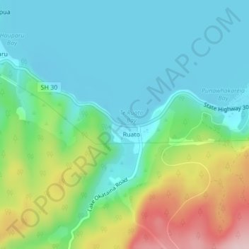 Lake Rotoiti topographic map, elevation, terrain