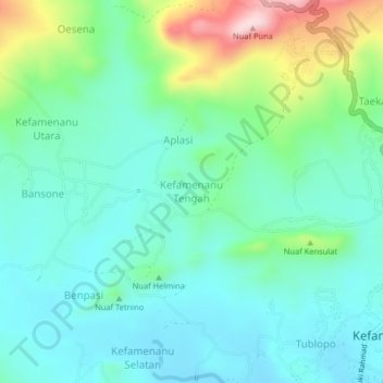 Kefamenanu Tengah topographic map, elevation, terrain