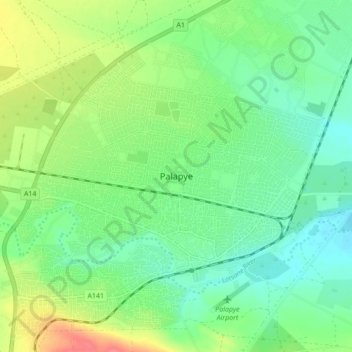 Palapye topographic map, elevation, terrain