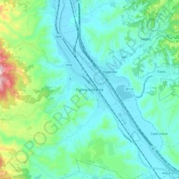 Figline Valdarno topographic map, elevation, terrain
