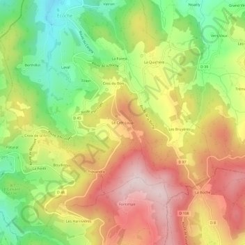 Le Crêt-Loup topographic map, elevation, terrain