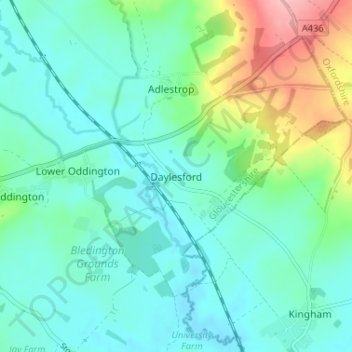 Daylesford topographic map, elevation, terrain