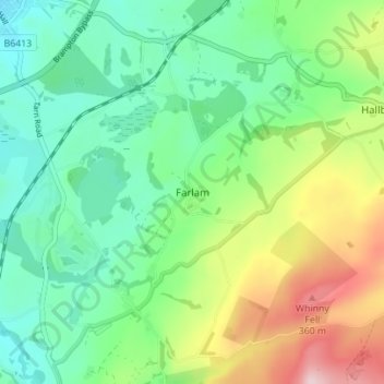 Farlam topographic map, elevation, terrain