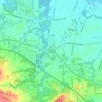 Hendrickson Corners topographic map, elevation, terrain