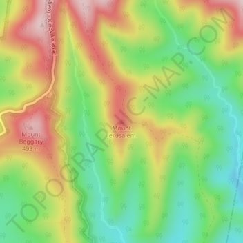 Mount Jerusalem topographic map, elevation, terrain