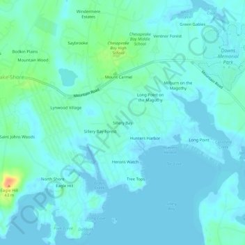 Sillery Bay topographic map, elevation, terrain