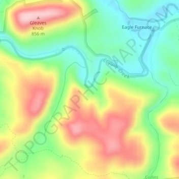 Raven Cliff topographic map, elevation, terrain