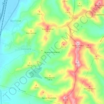 Skrapar (Cërkovinë) topographic map, elevation, terrain