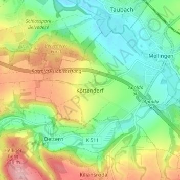 Köttendorf topographic map, elevation, terrain