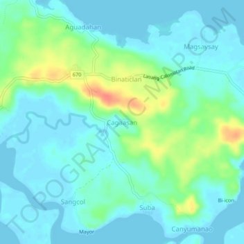 Cagaasan topographic map, elevation, terrain