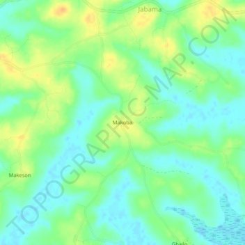Makoba topographic map, elevation, terrain