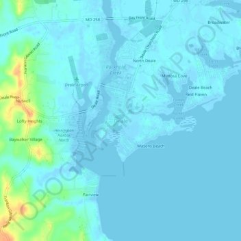 Deale topographic map, elevation, terrain
