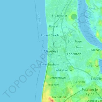 Cleveleys topographic map, elevation, terrain
