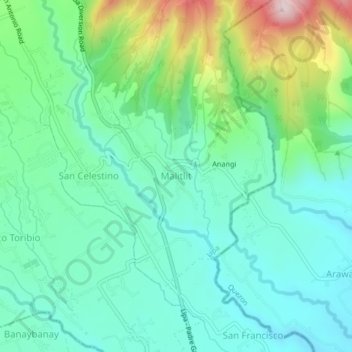 Malitlit topographic map, elevation, terrain