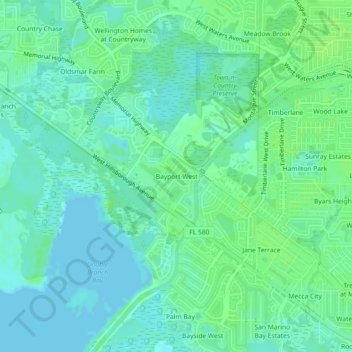 Bayport West topographic map, elevation, terrain