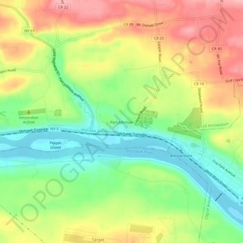Fort Johnson topographic map, elevation, terrain
