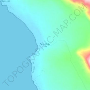 Playa Media Luna topographic map, elevation, terrain