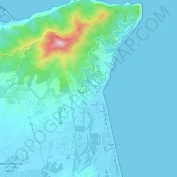 Cabo Negro topographic map, elevation, terrain