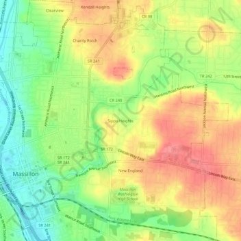 Sippo Heights topographic map, elevation, terrain