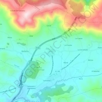 Vega topographic map, elevation, terrain