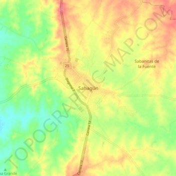Sahagún topographic map, elevation, terrain