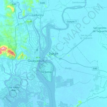Durán topographic map, elevation, terrain