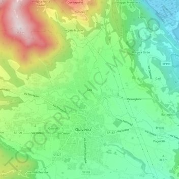 Sala topographic map, elevation, terrain