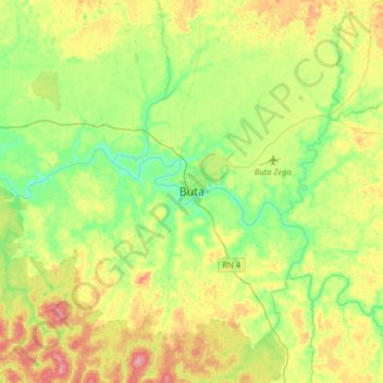 Buta topographic map, elevation, terrain