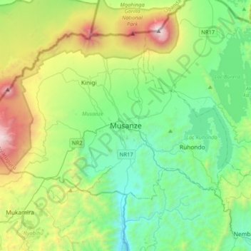 Ruhengeri topographic map, elevation, terrain