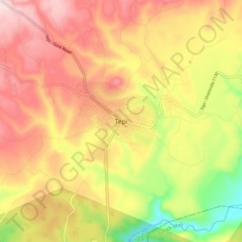 Tepi topographic map, elevation, terrain