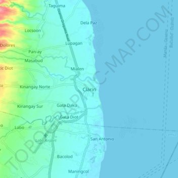 Clarin topographic map, elevation, terrain