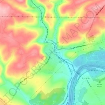 Martins Creek topographic map, elevation, terrain