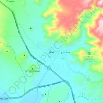 Jala topographic map, elevation, terrain