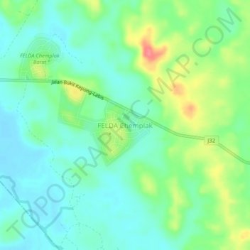 FELDA Chemplak topographic map, elevation, terrain