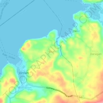 Rizal topographic map, elevation, terrain