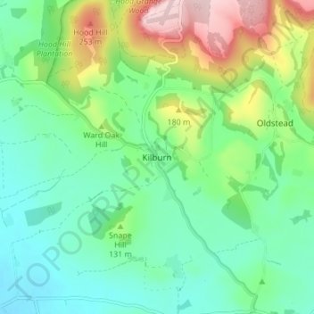 Kilburn topographic map, elevation, terrain