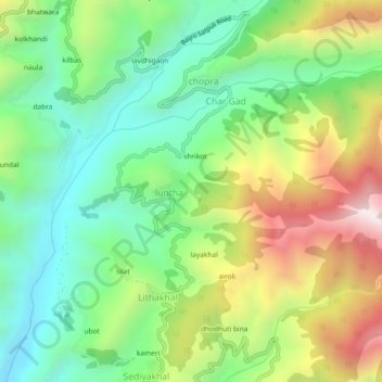 asarkot topographic map, elevation, terrain
